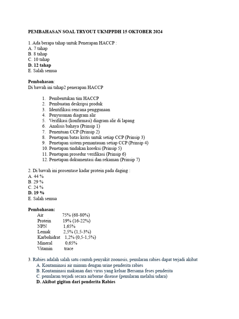 Pembahasan Soal Tryout Ukmppdh 15 Oktober 2024 | PDF