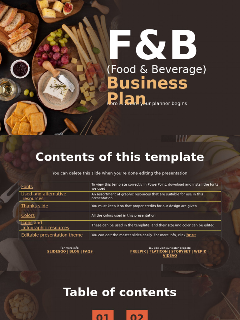 F&B (Food & Beverage) Business Plan by Slidesgo | PDF | Marketing | Business