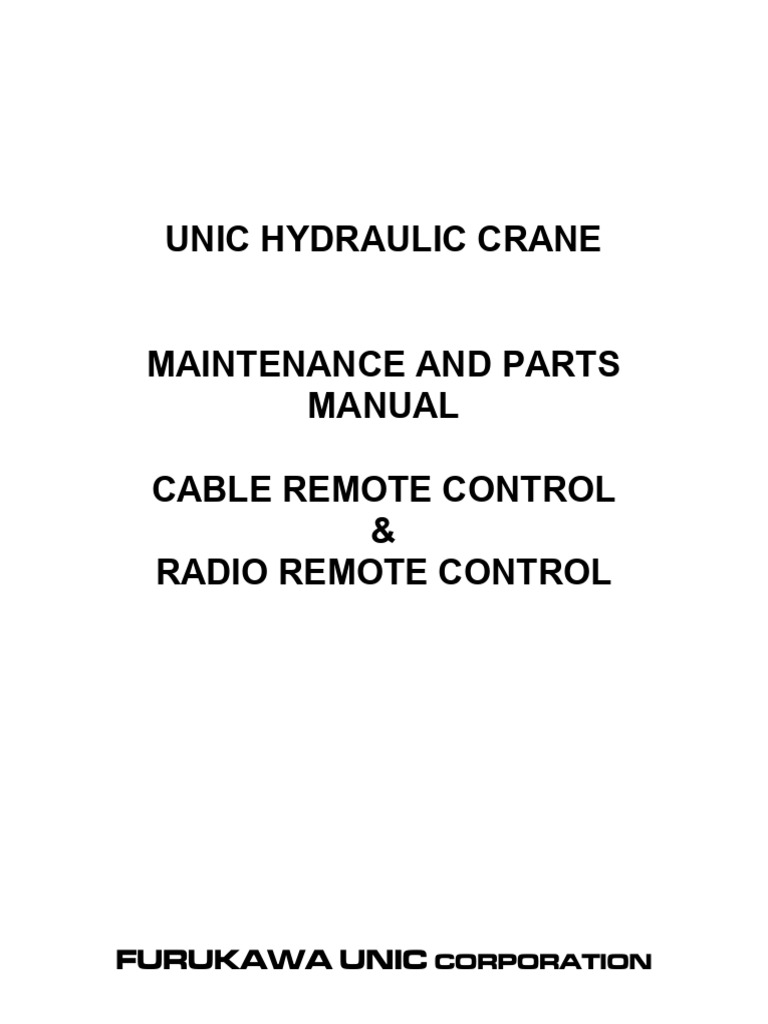 UNIC Cable & Radio Remote Controls Maintenance & Parts Manual | PDF
