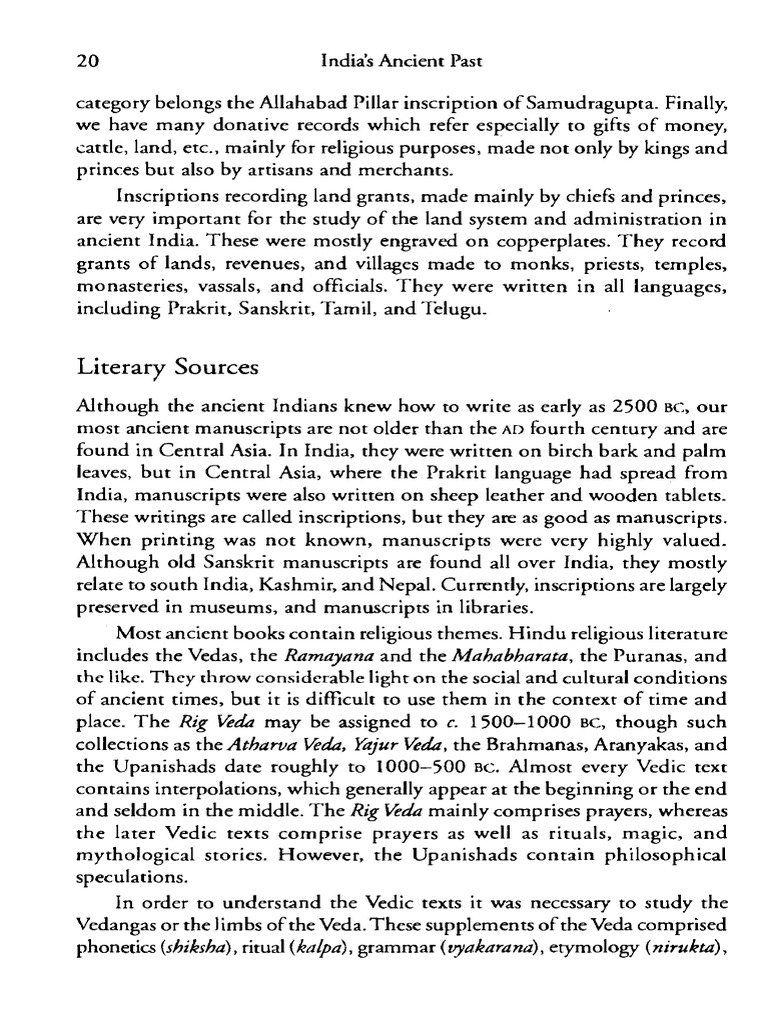 Literary Sources of Indian History | PDF