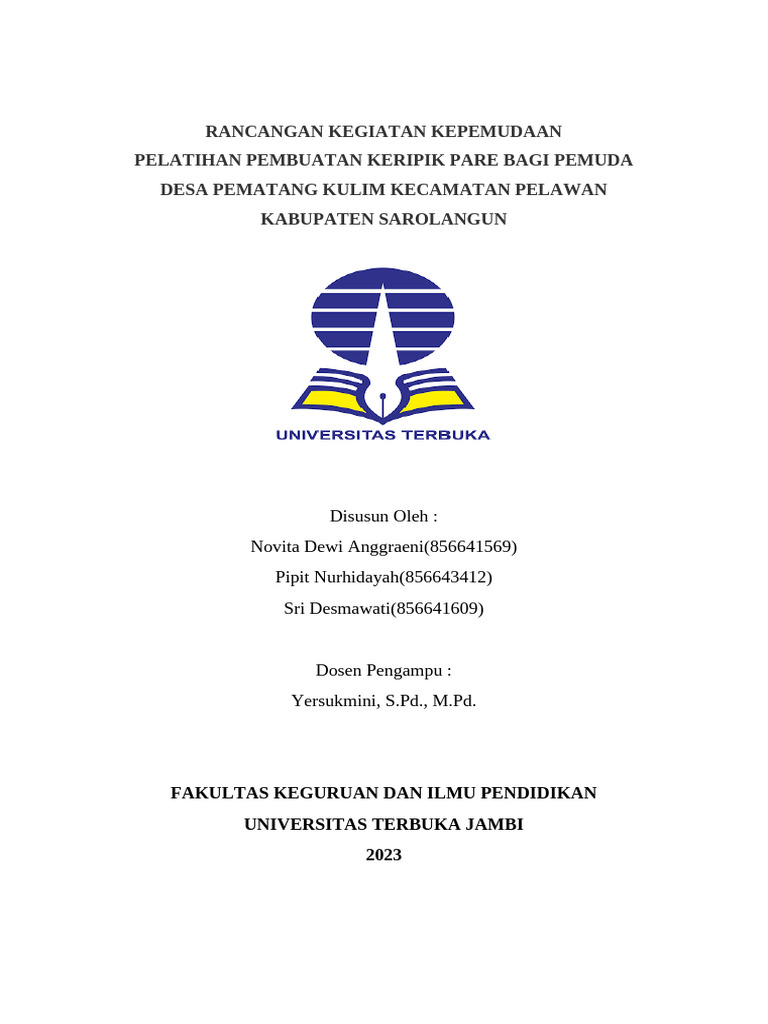 Rancangan Kegiatan Kepemudaan | PDF