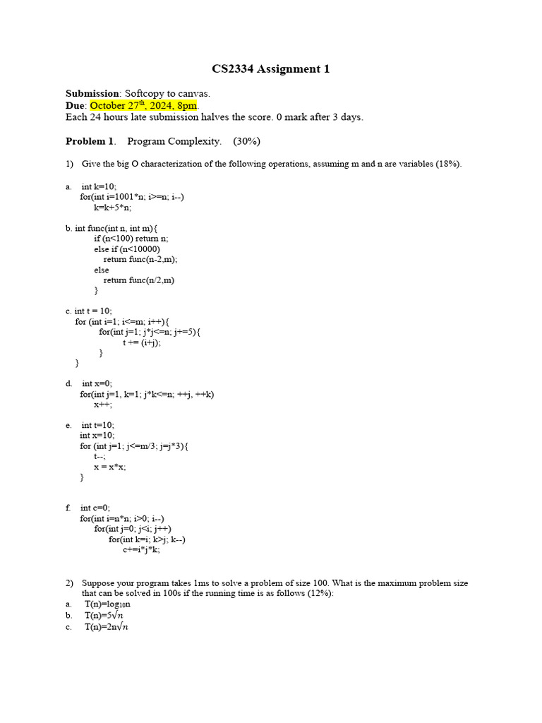 Cs2334 Assignment1 Updated Pdf Queue Abstract Data Type Computer Programming