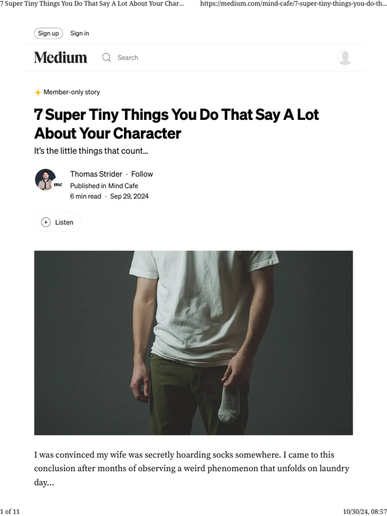 Tiny Actions Revealing Character Traits | PDF
