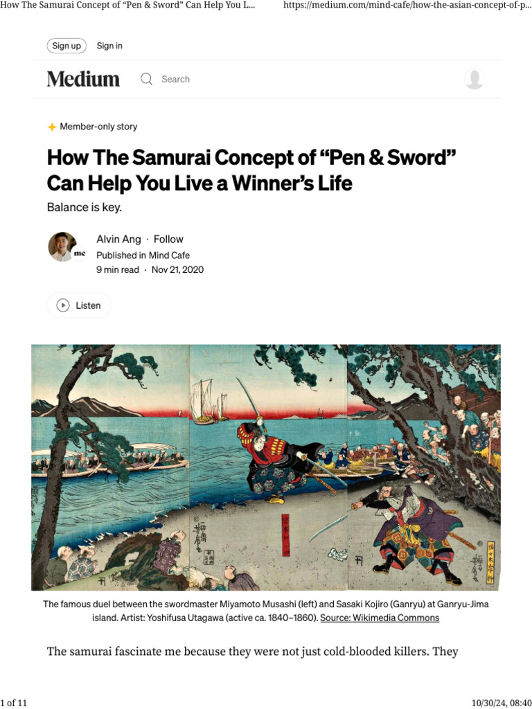 How The Samurai Concept of "Pen & Sword" Can Help You Live A Winner's ...