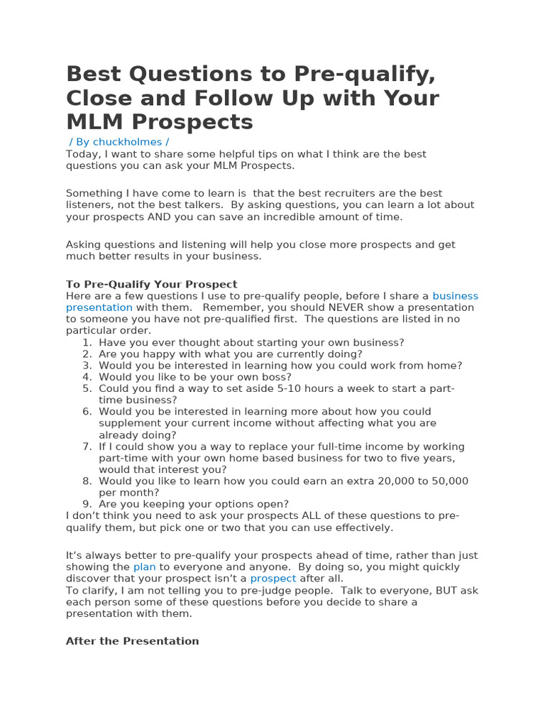 Best Questions To Ask Before, During and After Opp | PDF | Career ...