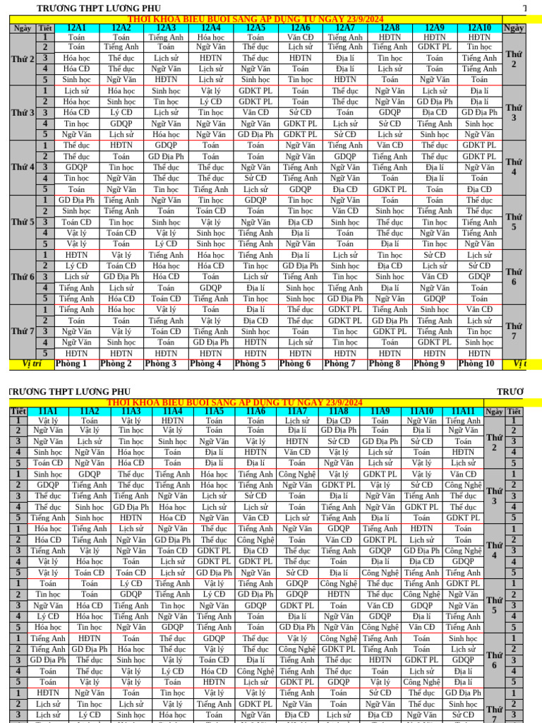 TKB Tuần 4 Từ 23 9 2024 | PDF