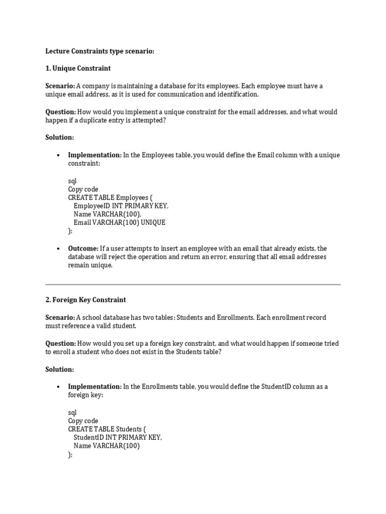 Scenerio Constraints Components of DS | PDF | Databases | Computer Science