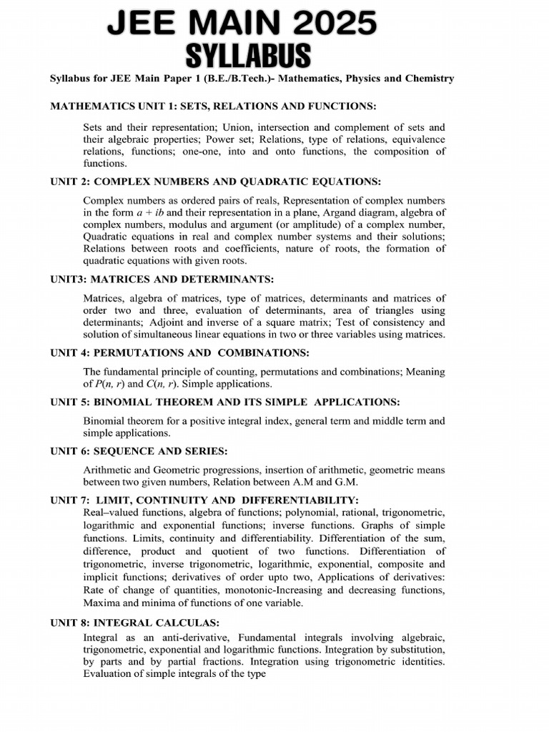 MAIN 2025 - Syllabus_241029_093553 | PDF