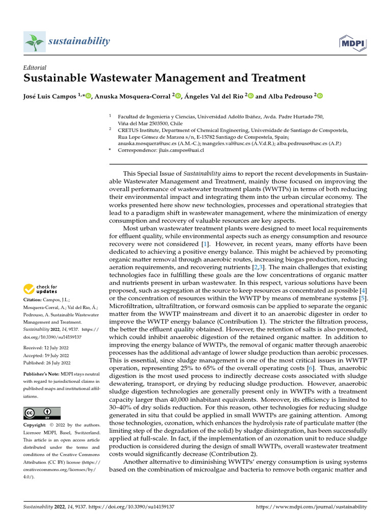 Sustainable Wastewater Management and TR | PDF | Sewage Treatment ...