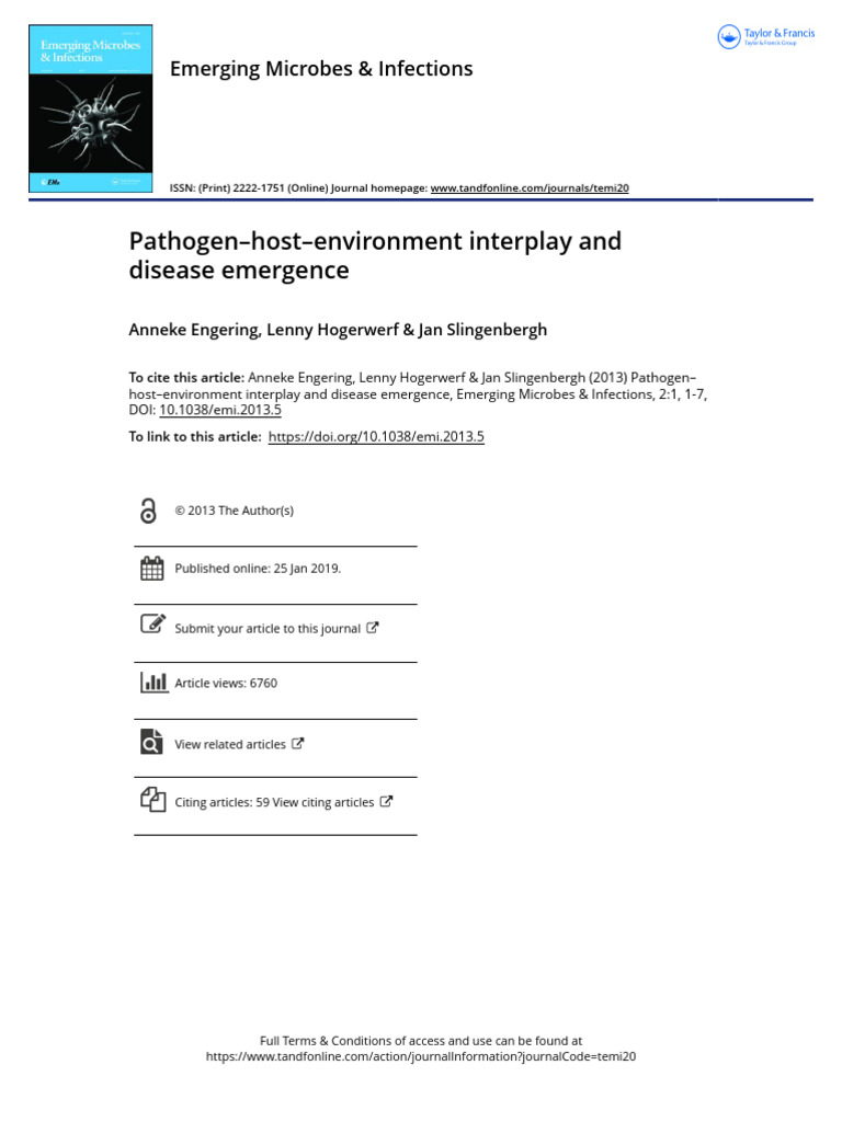 Pathogen host environment interplay and disease emergence | PDF | Pathogen | Infection
