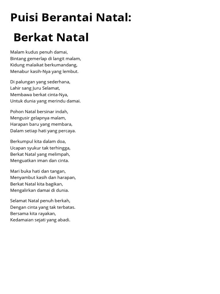 Puisi Berantai Natal Berkat | PDF