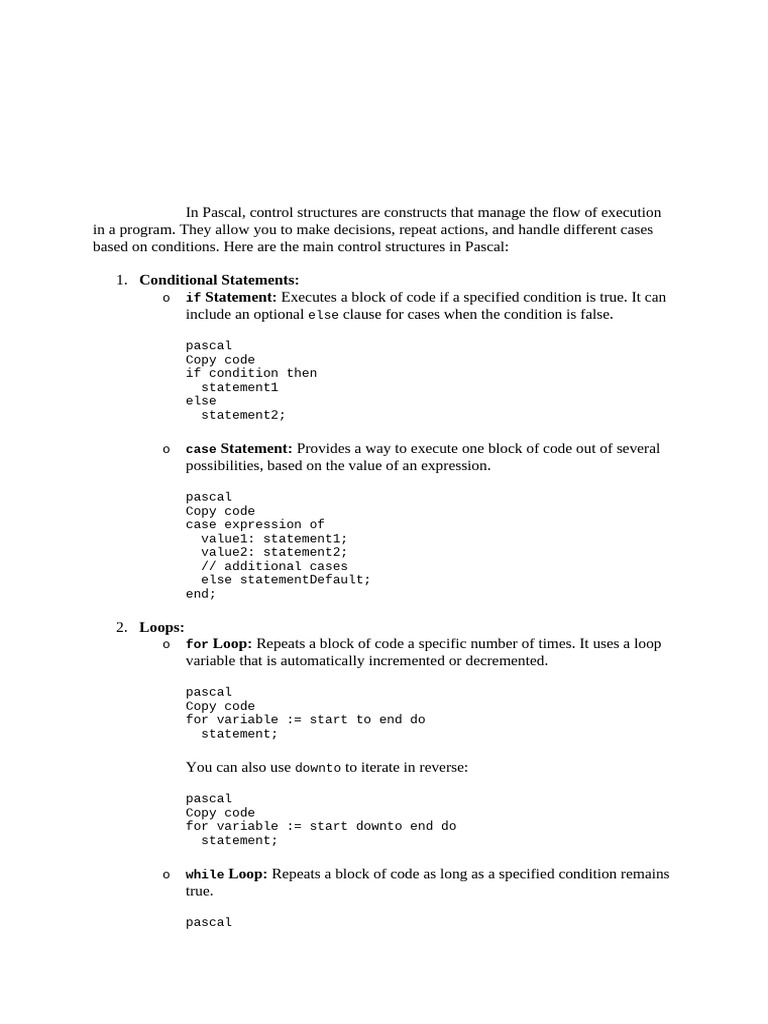 pascal notes | PDF | Parameter (Computer Programming) | Data Type