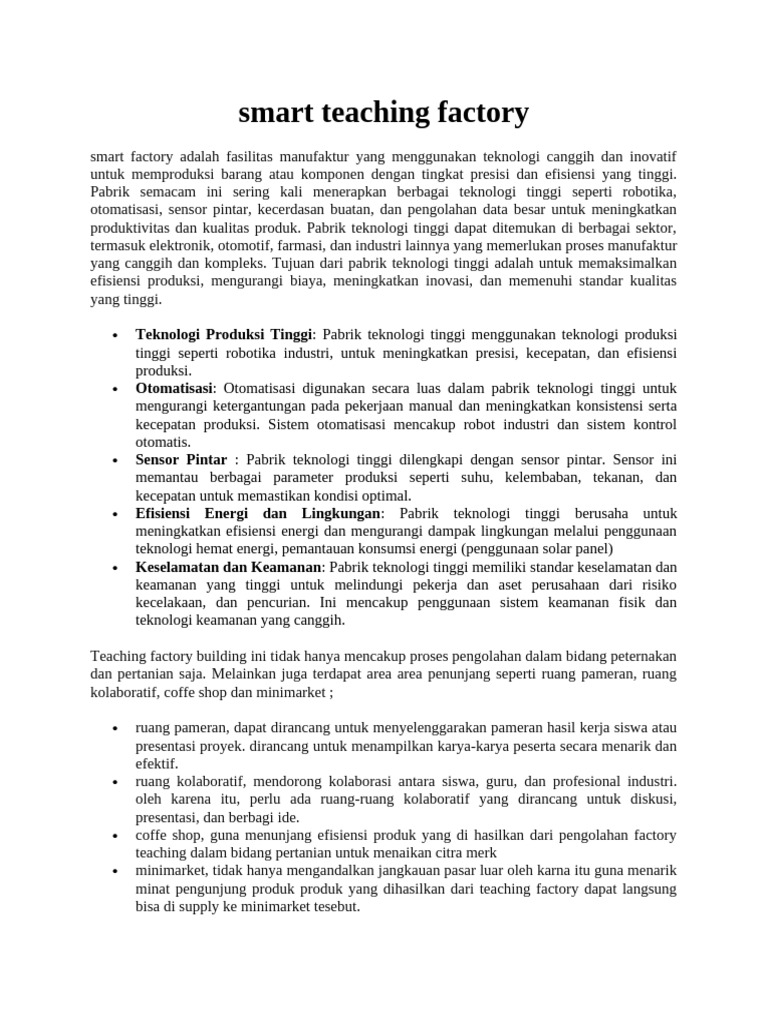 Smart Teaching Factory | PDF | Komputer | Teknologi & Rekayasa