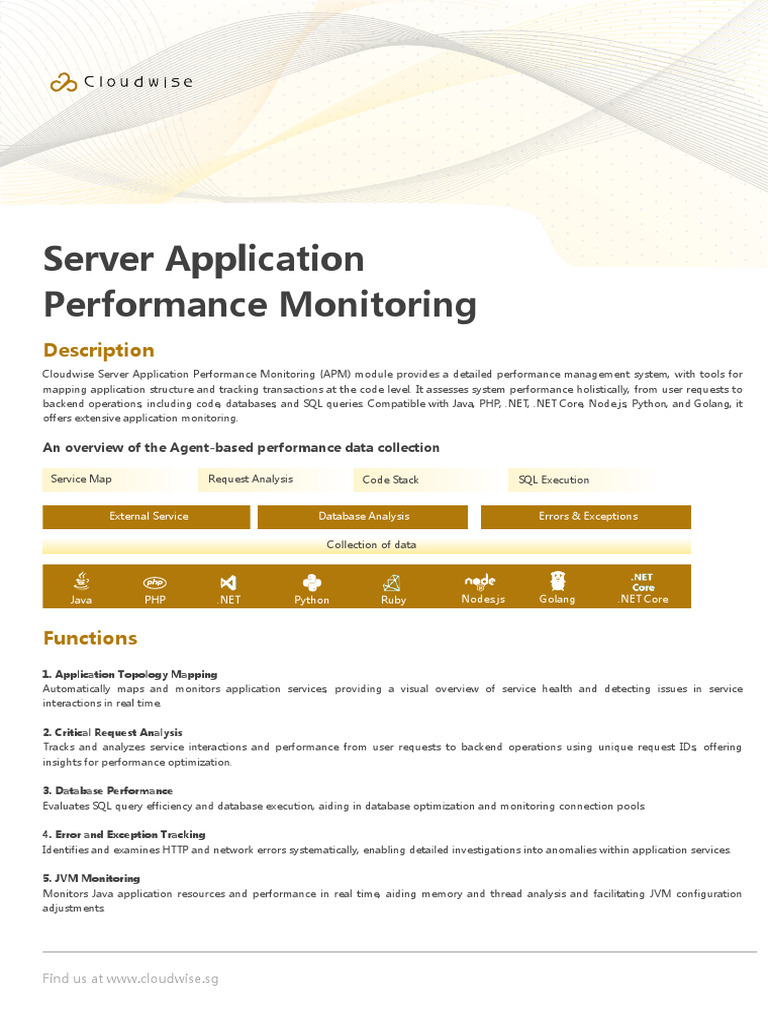 Cloudwise Server-APM-data Sheet-2024 | PDF | Databases | Java (Programming Language)