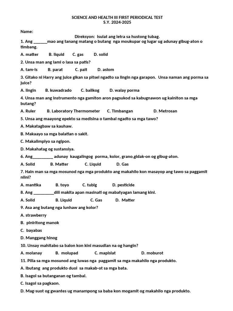First Quarter Science | PDF