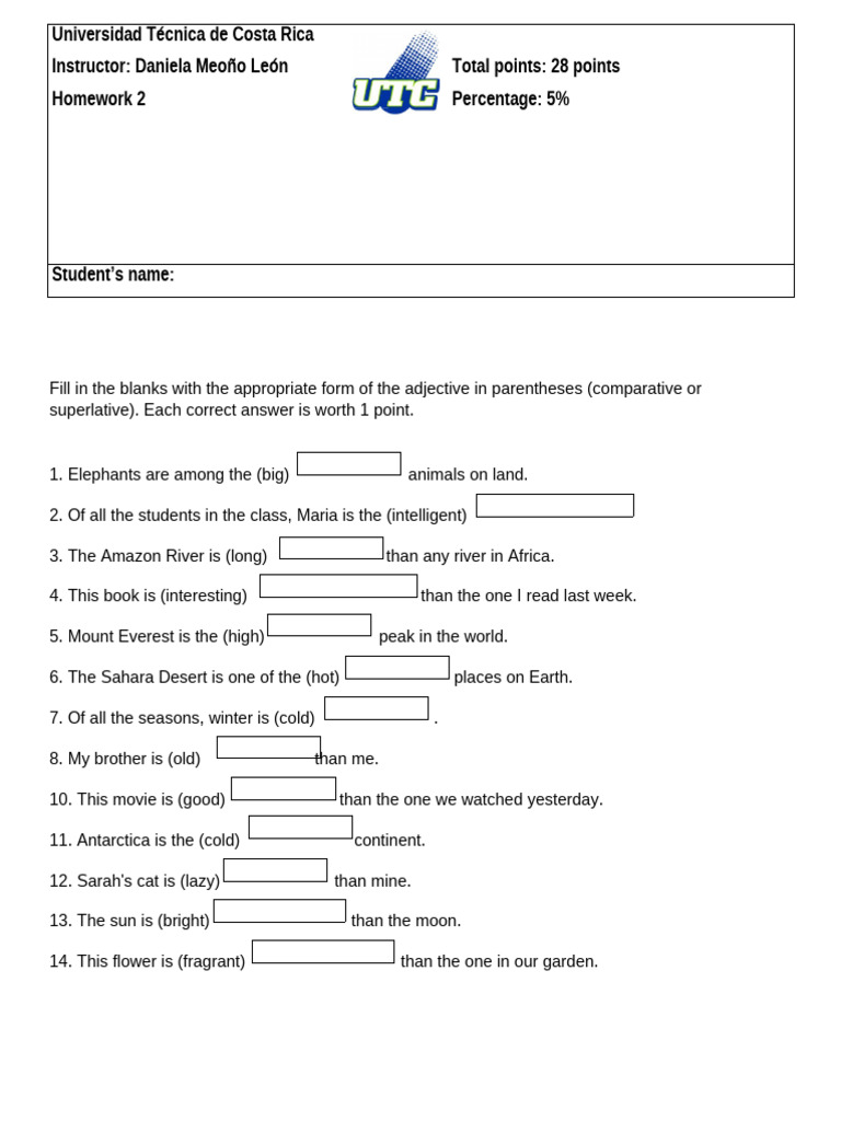 Adjective Forms and Computer Engineering Quiz | PDF | Computer ...