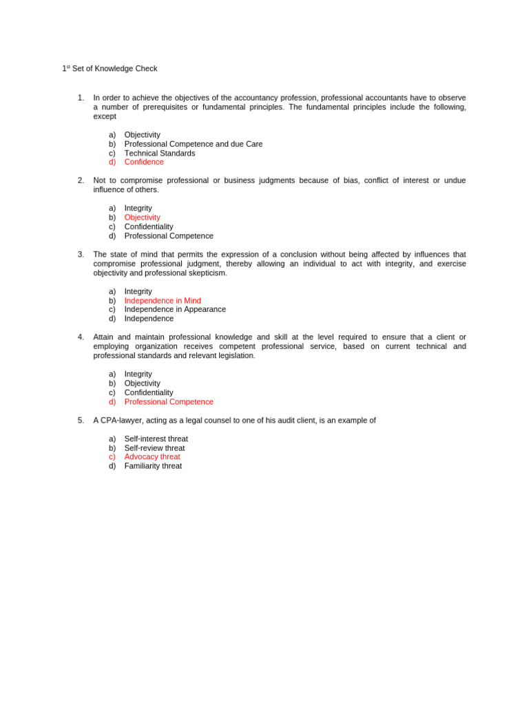 Knowledge Check | PDF | Audit | Conflict Of Interest