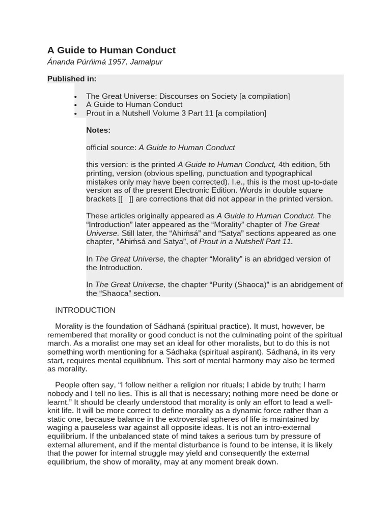 A Guide To Human Conduct | PDF | Ahimsa | Mind