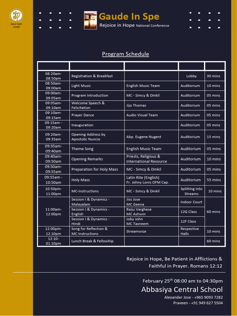 National Conference Program Schedule | PDF | Catholic Church ...