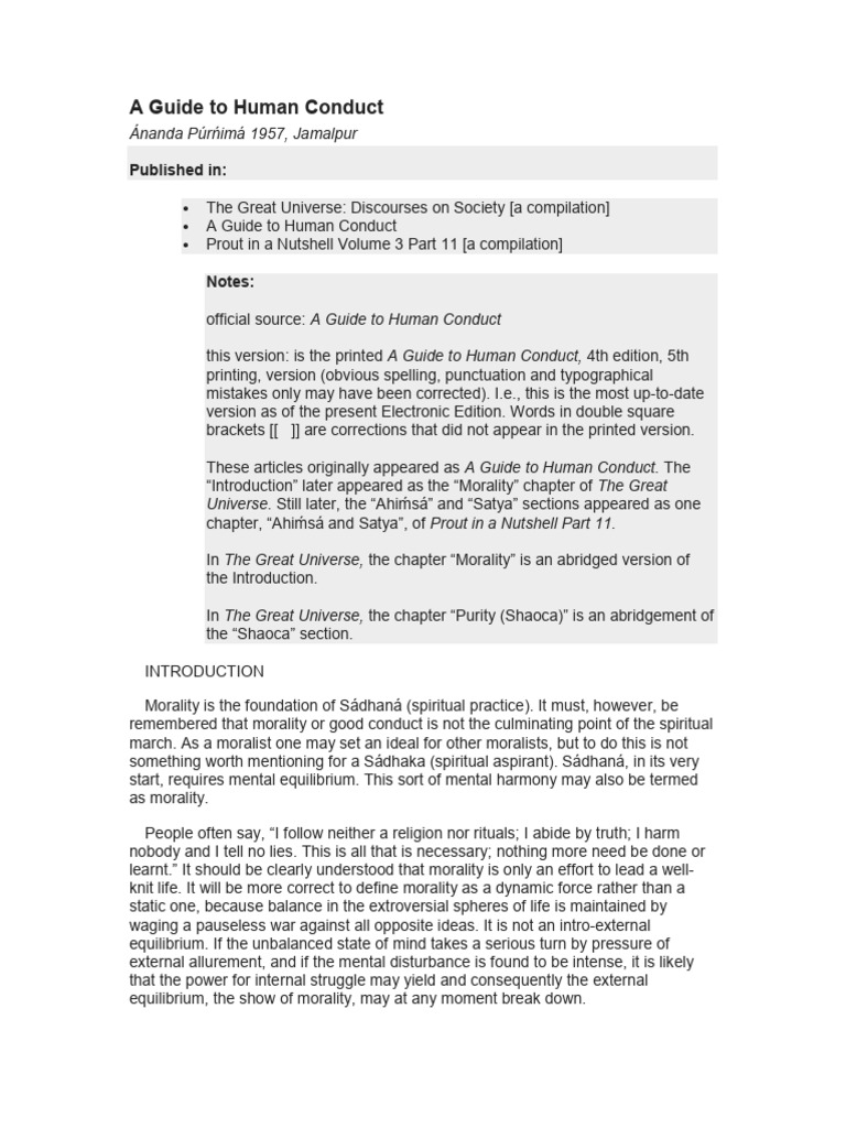 A Guide To Human Conduct | PDF | Ahimsa | Mind