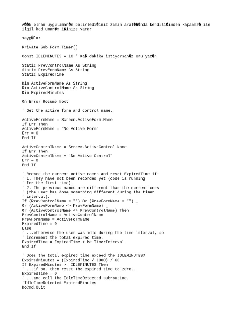 Access Form Idle Timeout Code | PDF | Teaching Methods & Materials
