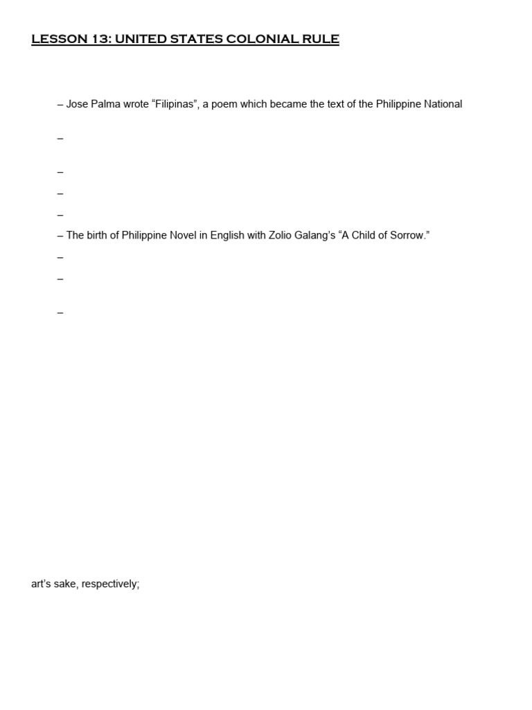 Lesson 13 US Colonial Rule | PDF | Philippines | Tagalog Language