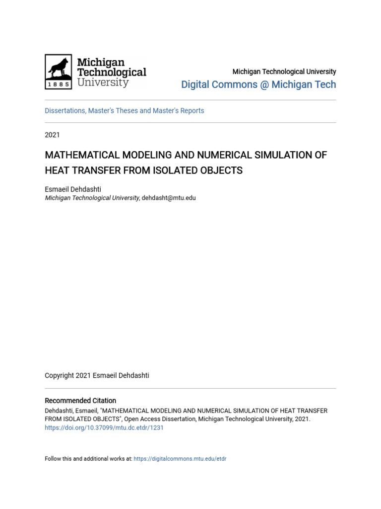 Mathematical Modeling and Numerical Simulation of Heat Transfer F | PDF ...