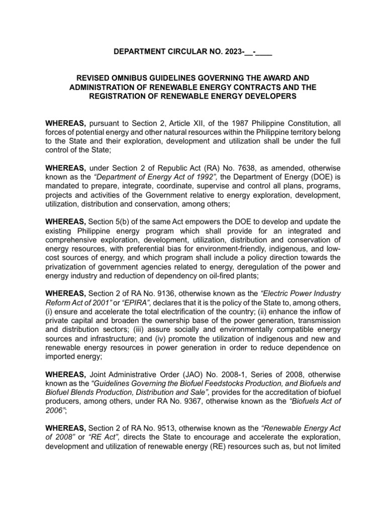 Annex C - Draft DC Revised Omnibus Guidelines For Solar Energy Land ...