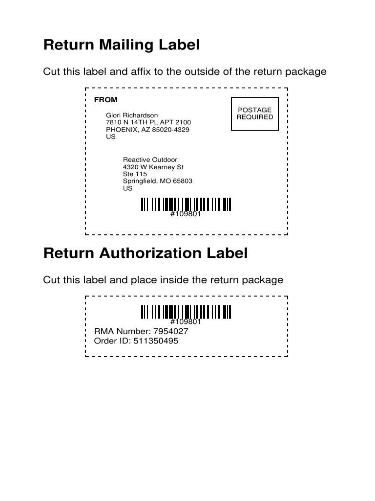 Return Mailing Label Instructions | PDF