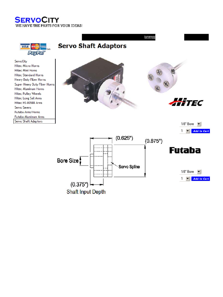 Servo Shaft Adaptors | PDF