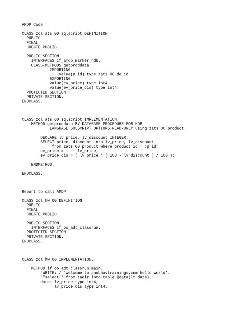 AMDP and CDS Table Function | PDF | Data Type | Class (Computer Programming)