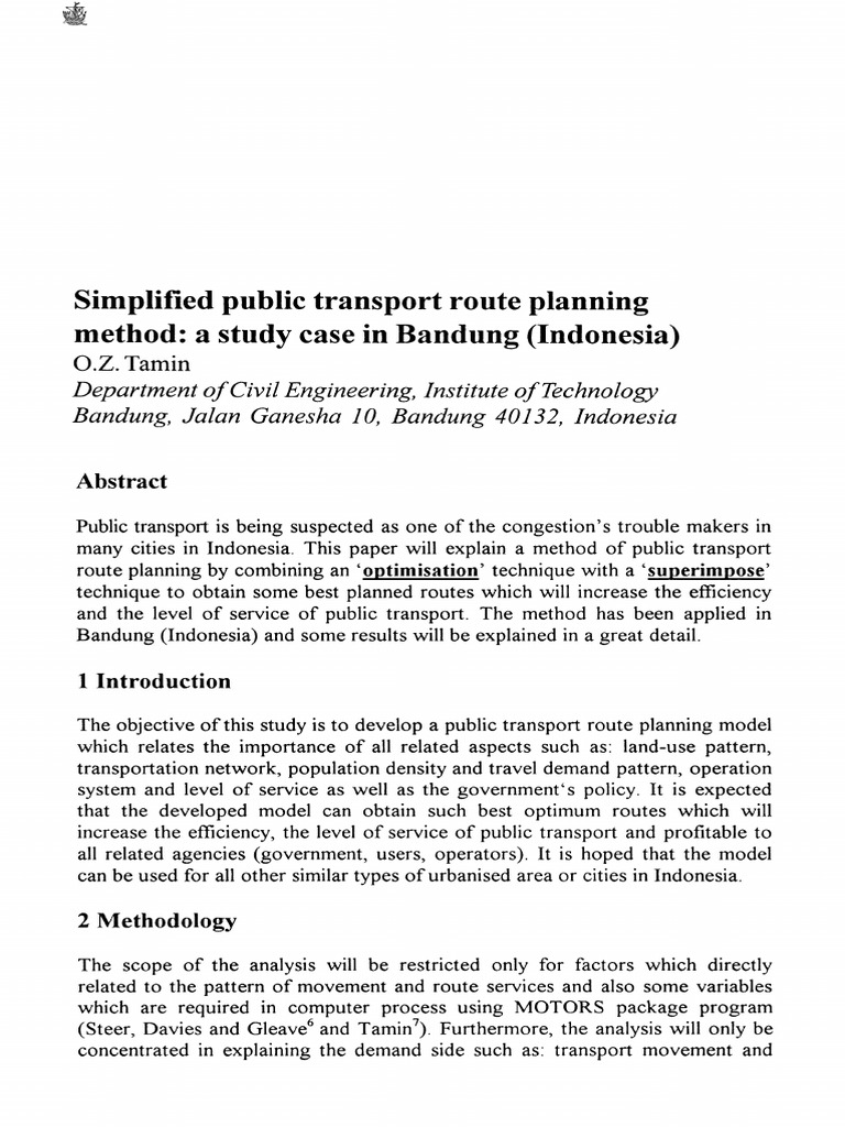 Simplified Public Transport Route Planning Method-A Study Case in ...