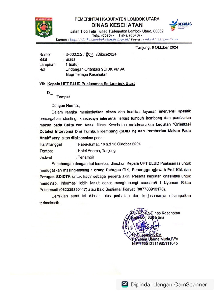 Surat Sdidtk PKM | PDF