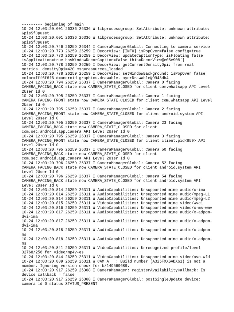 Camera State and Capability Logs | PDF | Java (Programming Language) | Computer Architecture