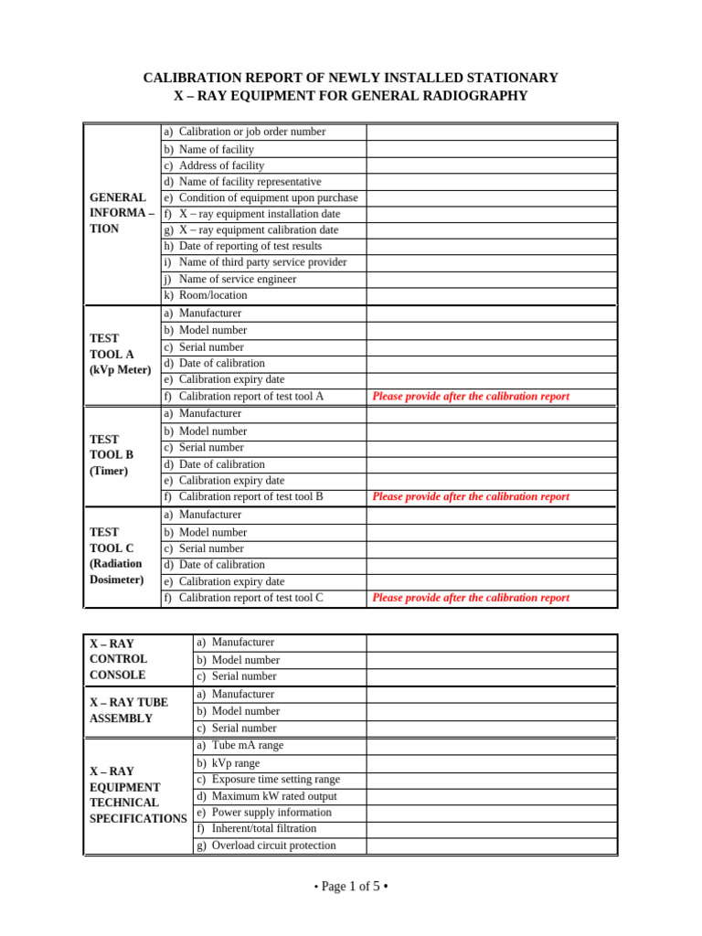 CALIBRATION-REPORT-TEMPLATE-FOR-GENERAL-RADIOGRAPHY-STATIONARY | PDF ...