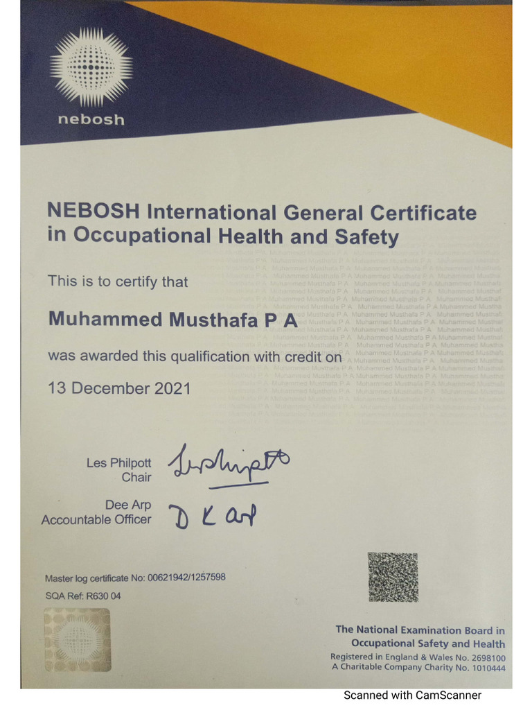 Nebosh Certificate | PDF
