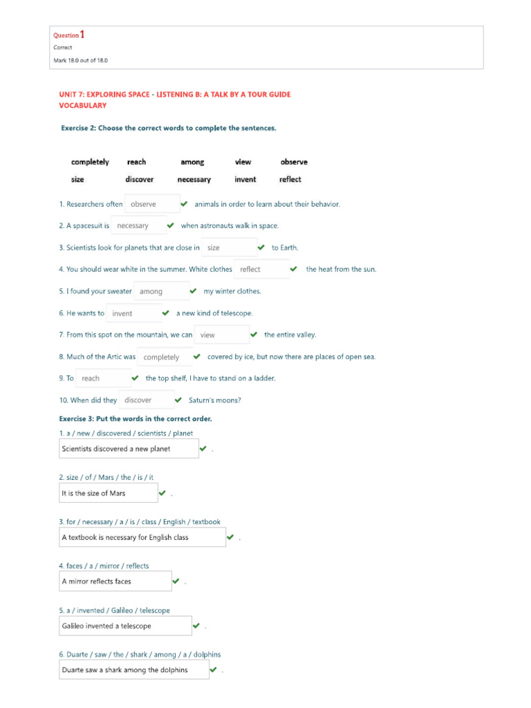 U7. Listening B. Vocabulary - Practice | PDF