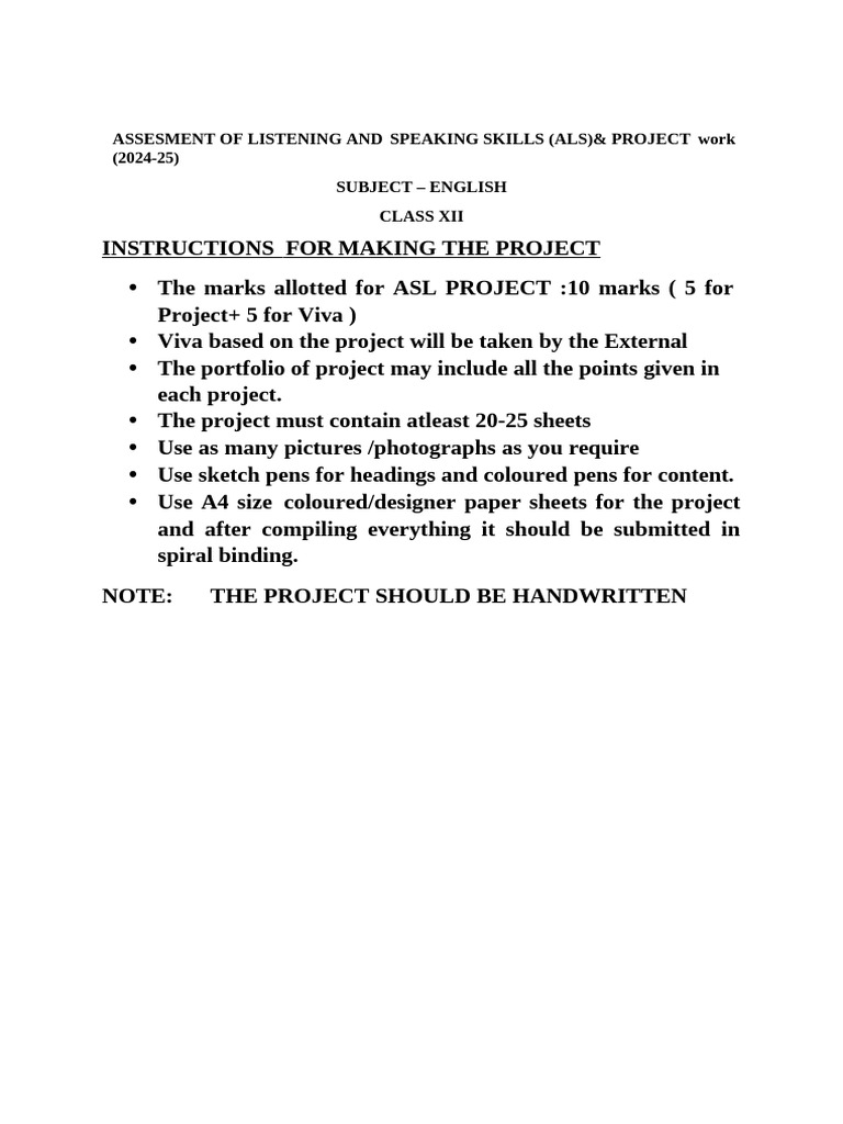 English Project Class 12th (2024-2025) | PDF | Foreign Language Studies