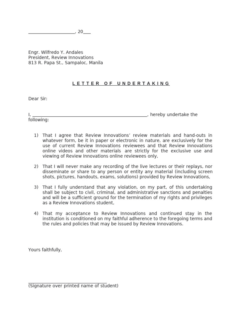 Review Innovations Undertaking Agreement | PDF