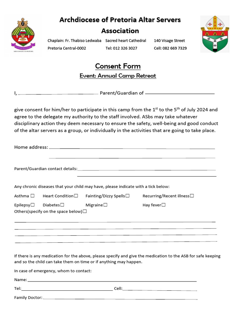 Annual Camp Retreat Consent Form | PDF | Wellness | Lifestyle