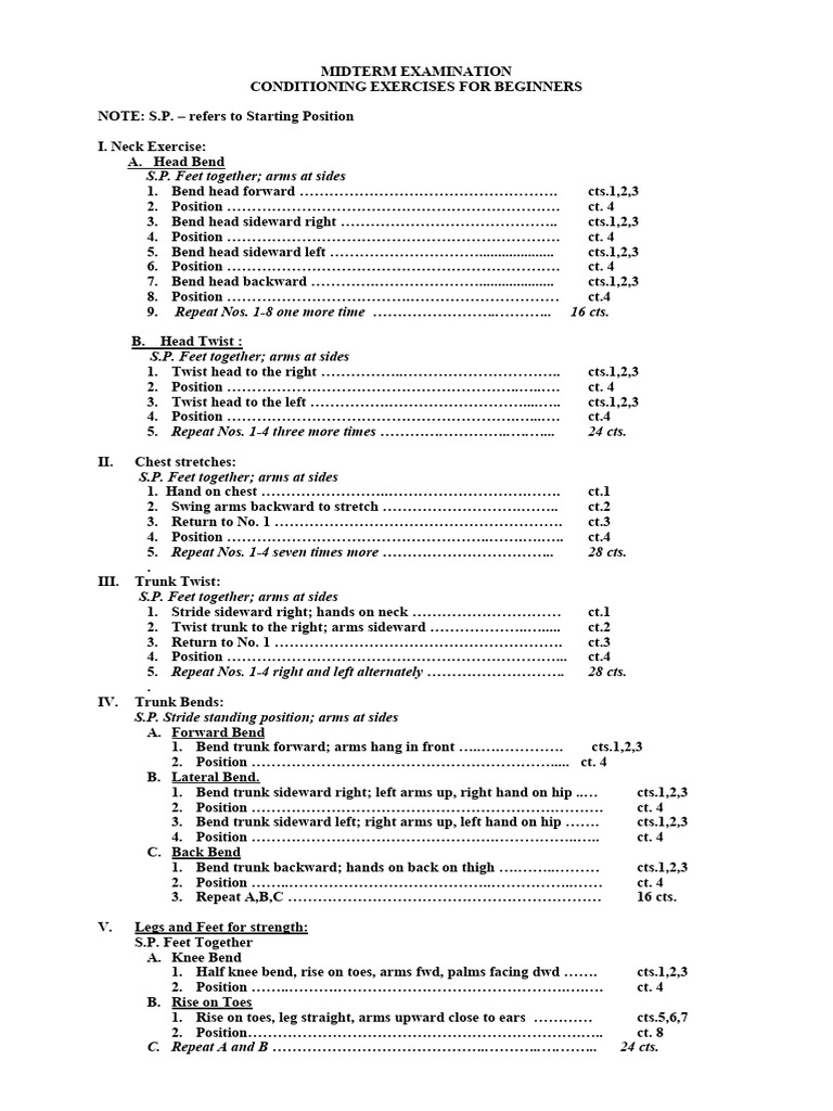 Conditioning Exercises For Beginners | PDF | Sports & Recreation ...