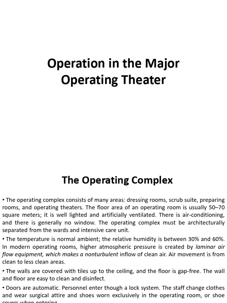 Major Operating Theater Overview | PDF | Anesthesia | Surgery