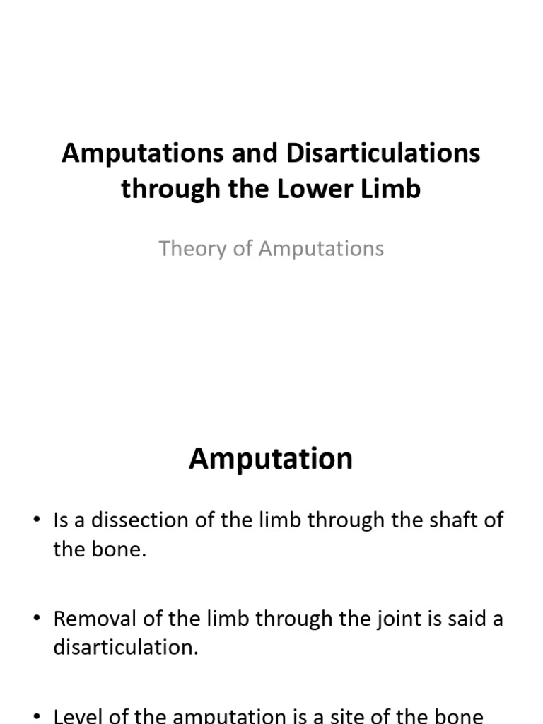 Amputations and Disarticulations Through The Lower Limb | PDF | Foot ...