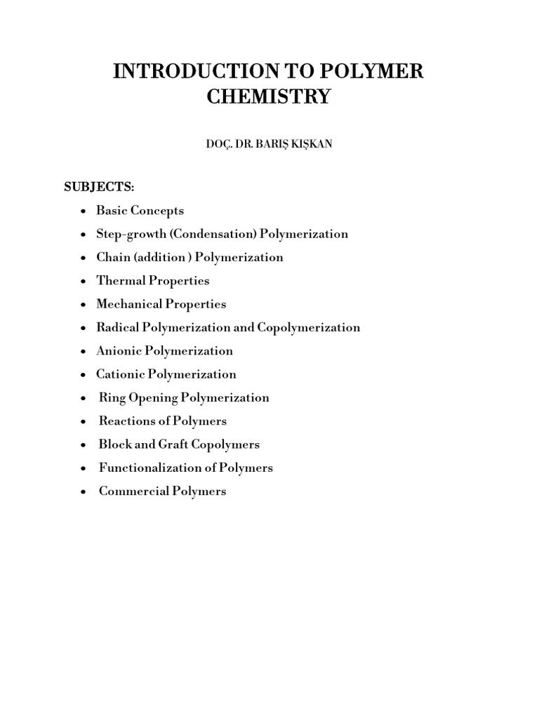 Basic Concepts For Polymers | PDF