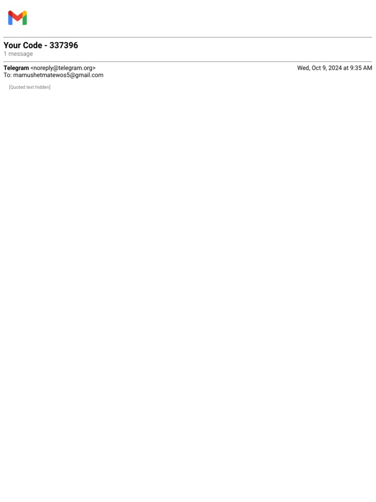 Gmail - Your Code - 337396 | PDF