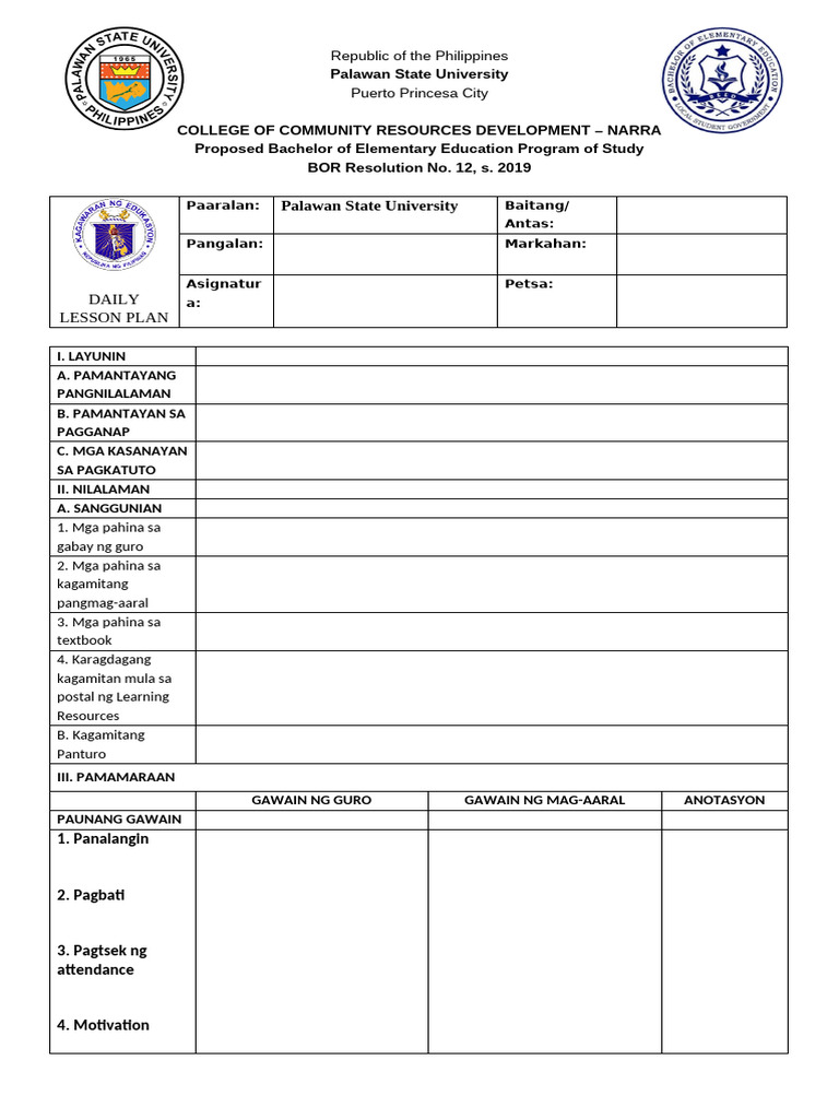 Dlp Template Tagalog Pdf