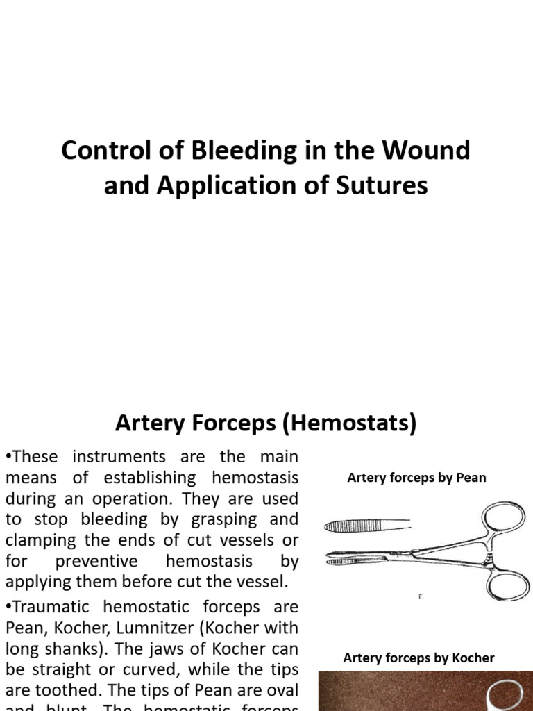 Control of Bleeding in the Wound and Application | PDF | Surgical Suture