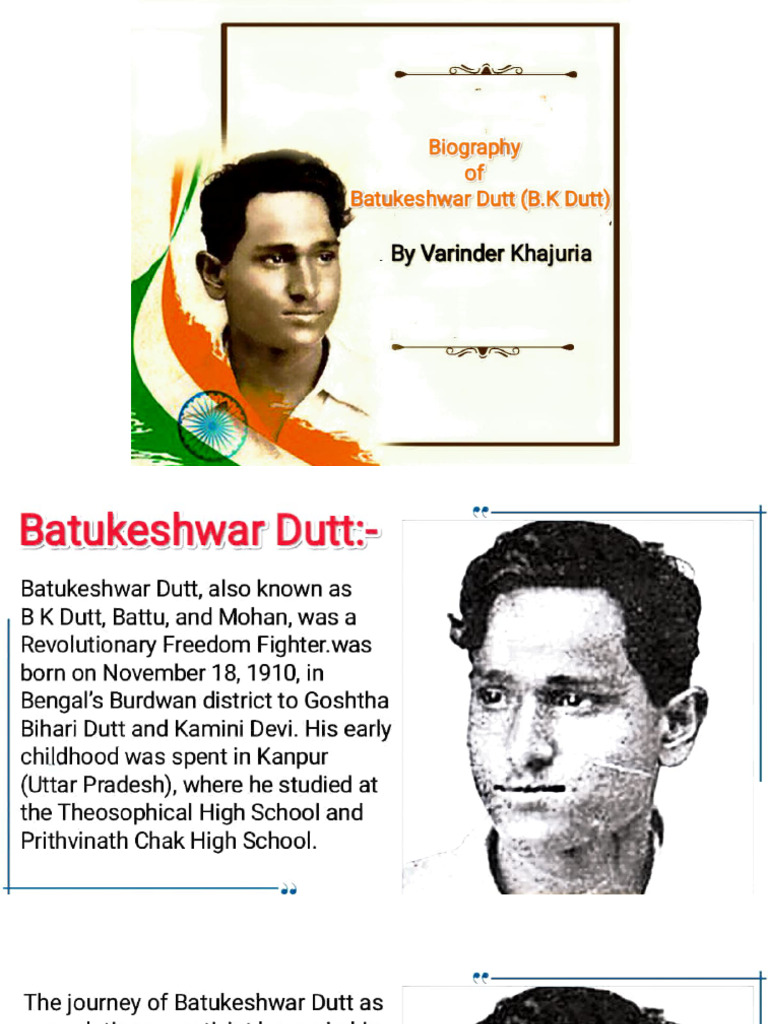 Biography Of Batukeshwar Dutt | PDF