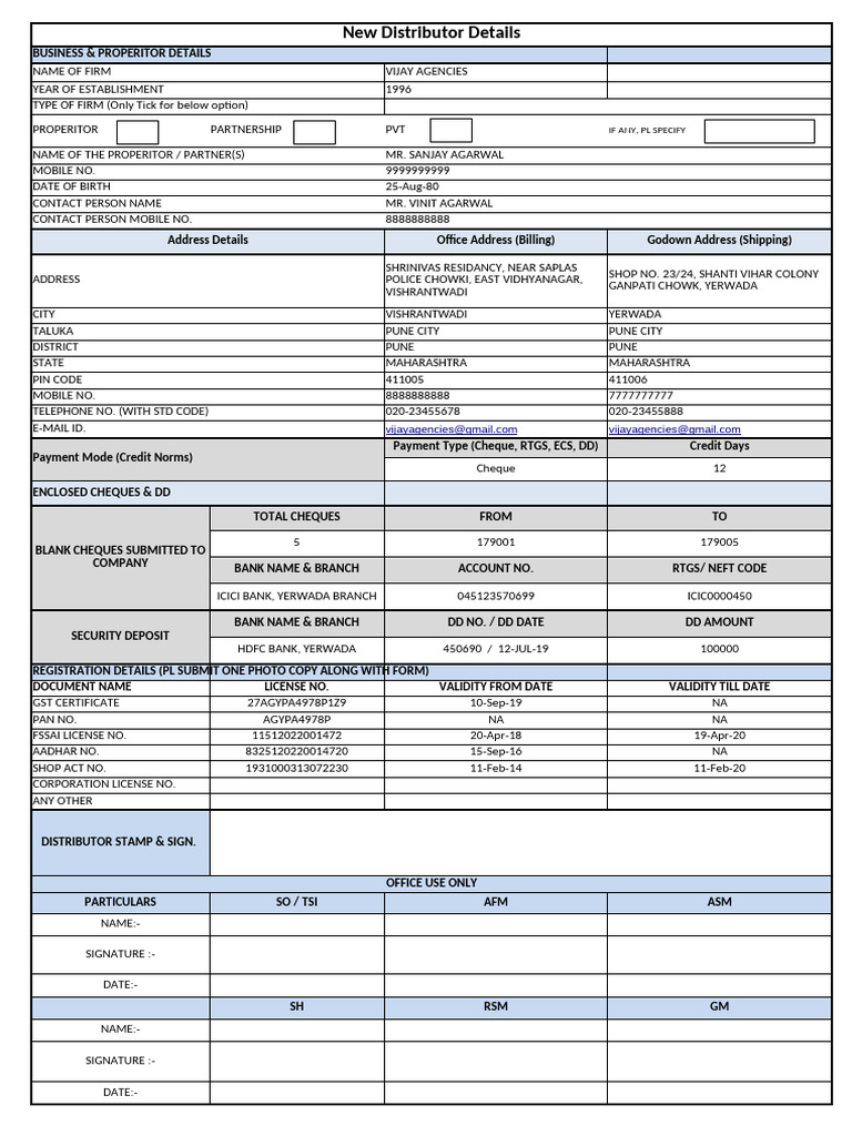 SAP Distributor Appointment - Format SOHAM AG | PDF | Cheque