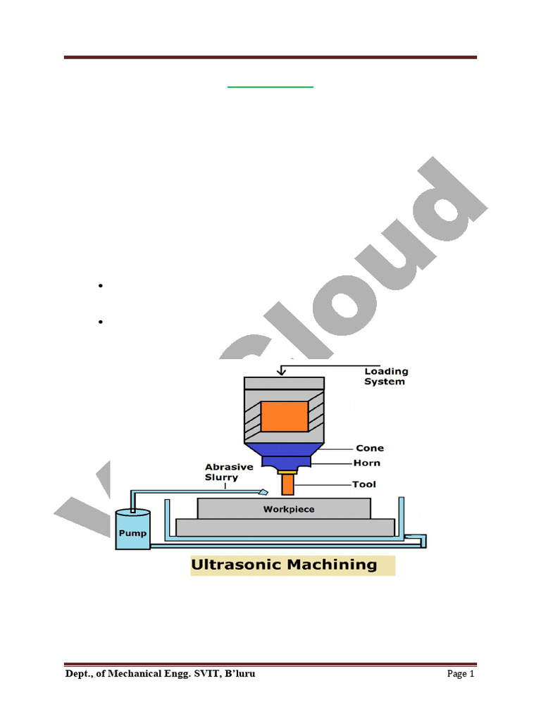 VT Uc Lo Ud: Ultrasonic Machining (Usm) | PDF | Machining | Wear